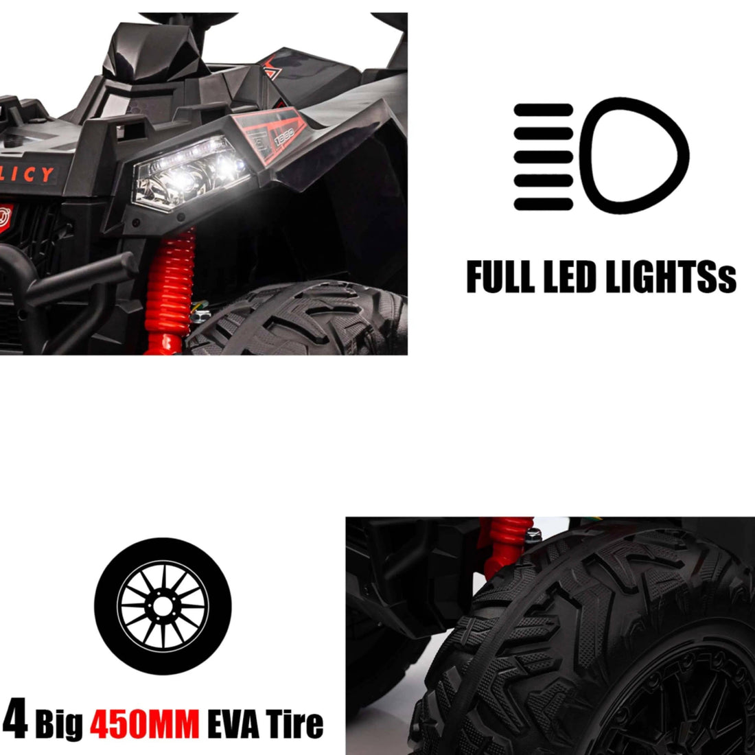 24V Electric ATV 4x4 Off-road Kids Ride On Car with Rubber Tires